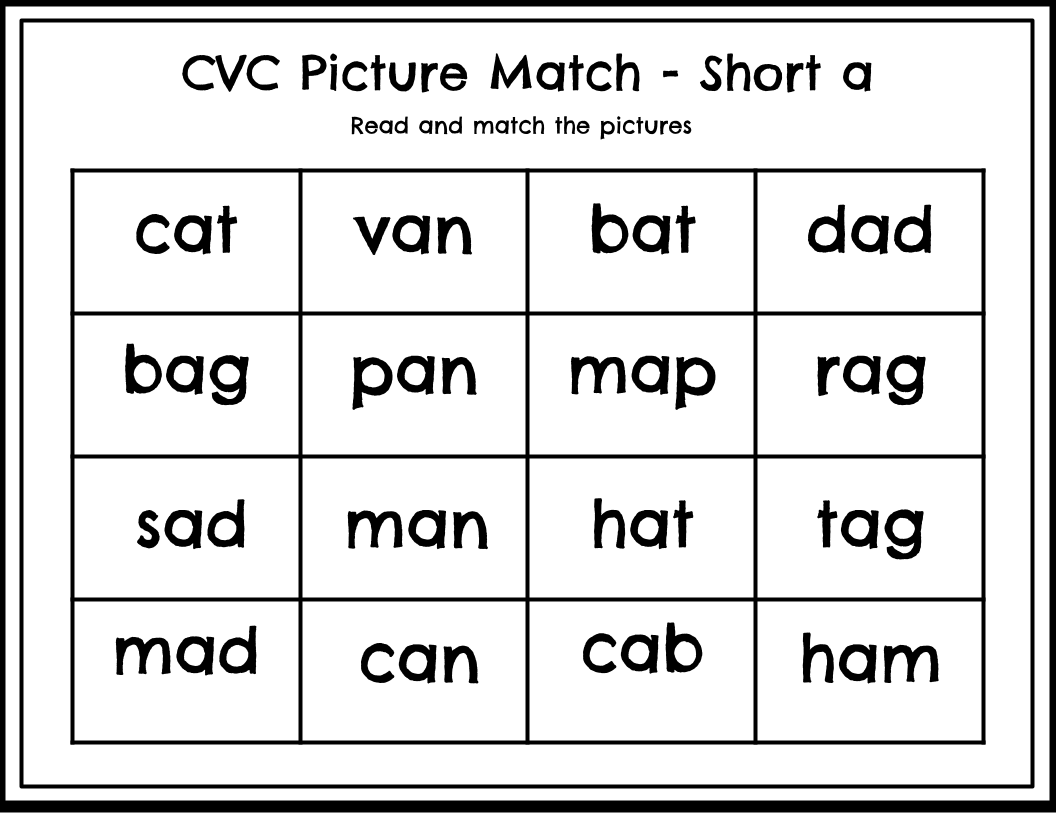 CVC Picture Matching Boards (Copy) – Lotus Learning