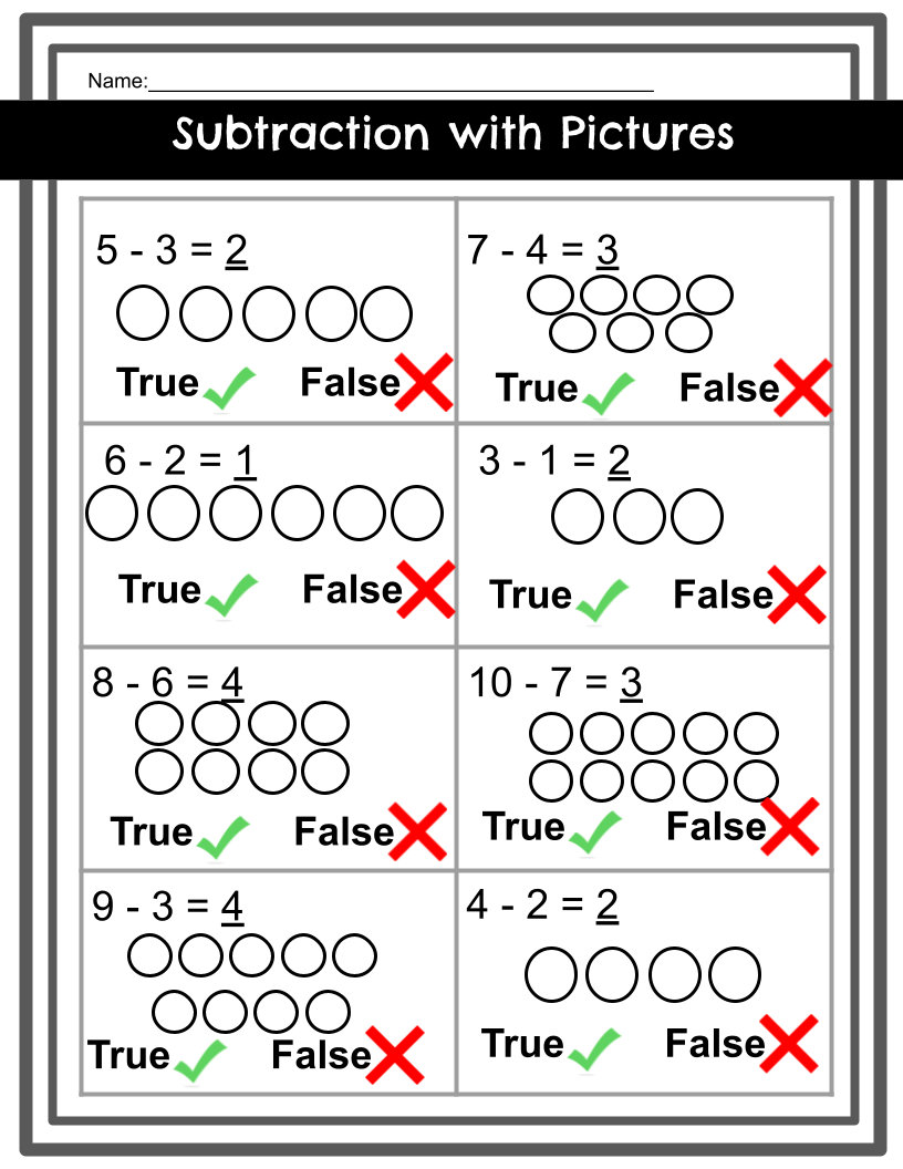 Subtraction - True/False – Lotus Learning